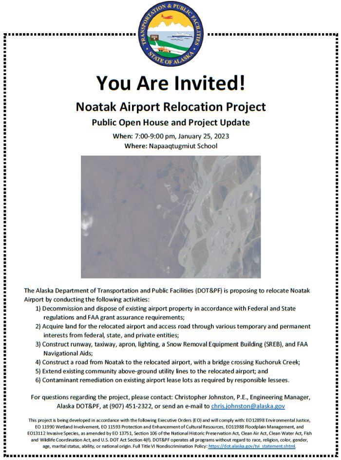 Noatak Airport Relocation, Northern Region, Transportation & Public ...